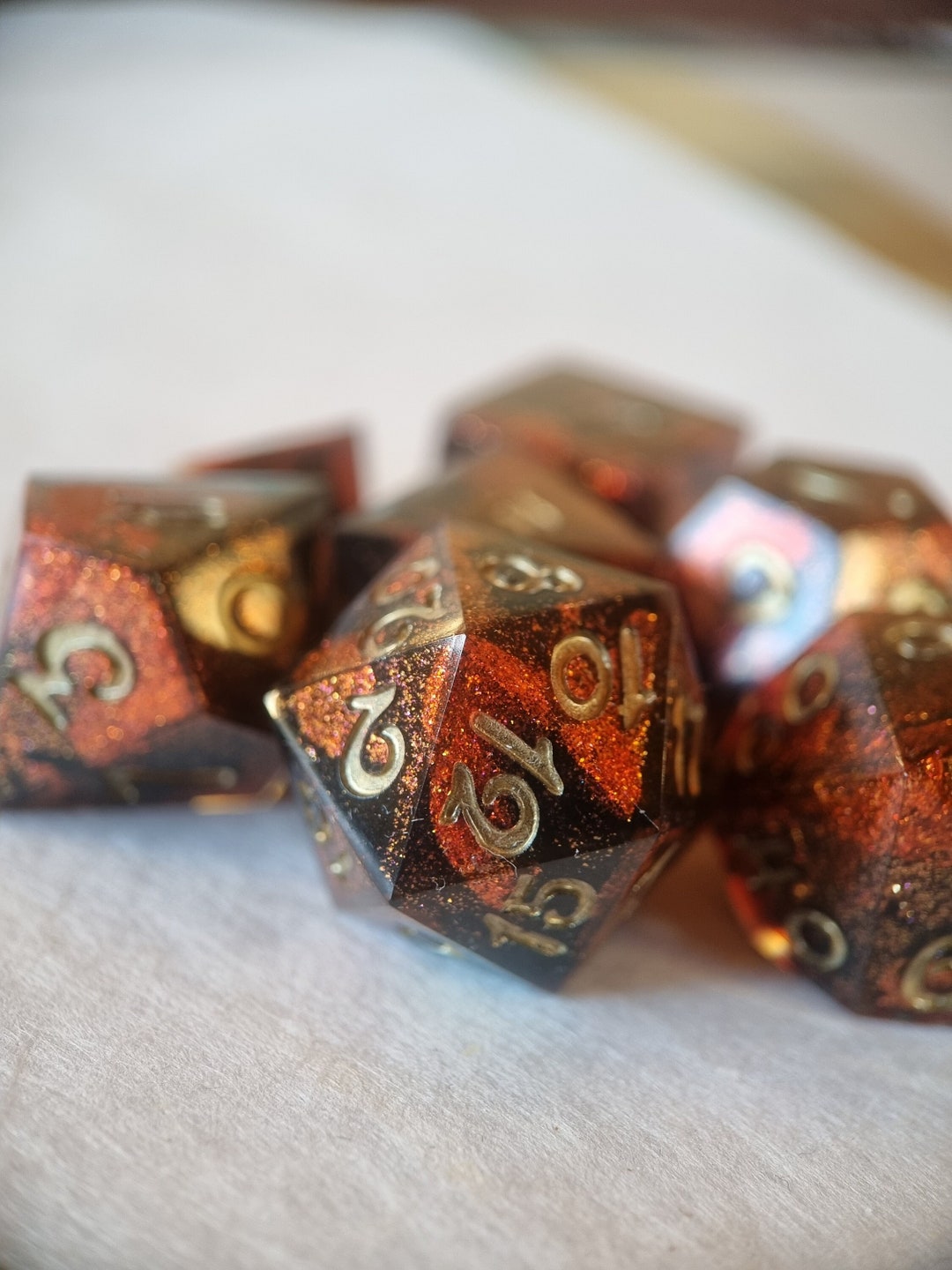 Custom Handmade Resin Sharp Edge Dice Set, Red and Black Polyhedral ...