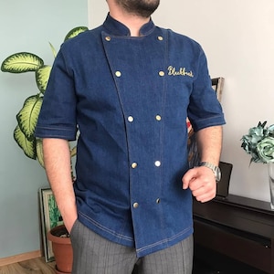 Denim Chef Jacket for Men and Women Personalized Chef Coat Short ...