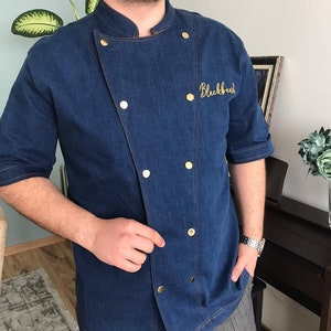 Denim Chef Jacket for Men and Women Personalized Chef Coat Short ...