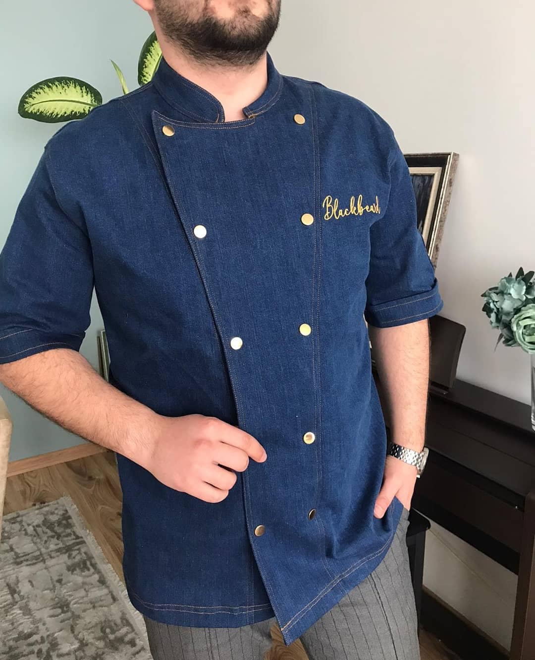 Denim Chef Jacket for Men and Women Personalized Chef Coat Short ...