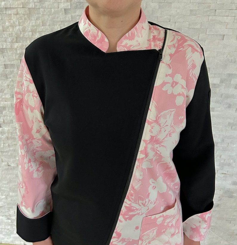 Patterned Chef Coat With Zipper for Women Chef Jacket for Women ...