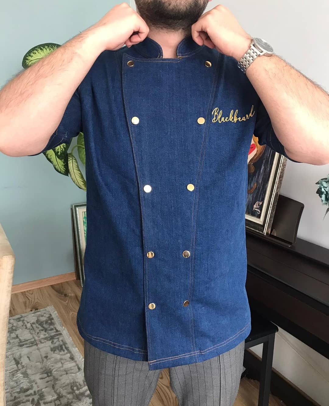 Denim Chef Jacket for Men and Women Personalized Chef Coat Short ...