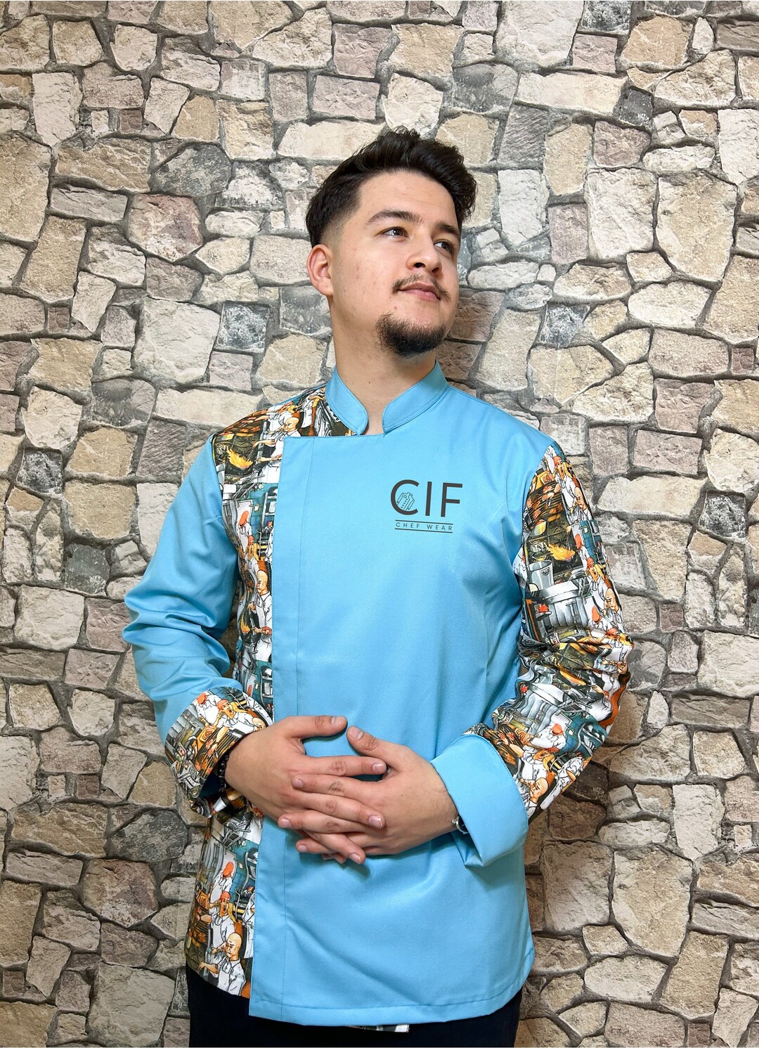 Patterned Personalized Chef Coat Chef Jacket Embroidered for Man and ...