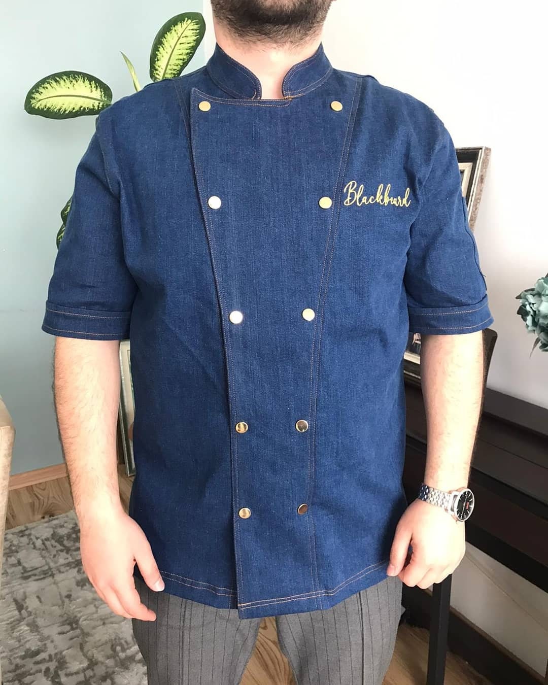 Denim Chef Jacket for Men and Women Personalized Chef Coat Short ...