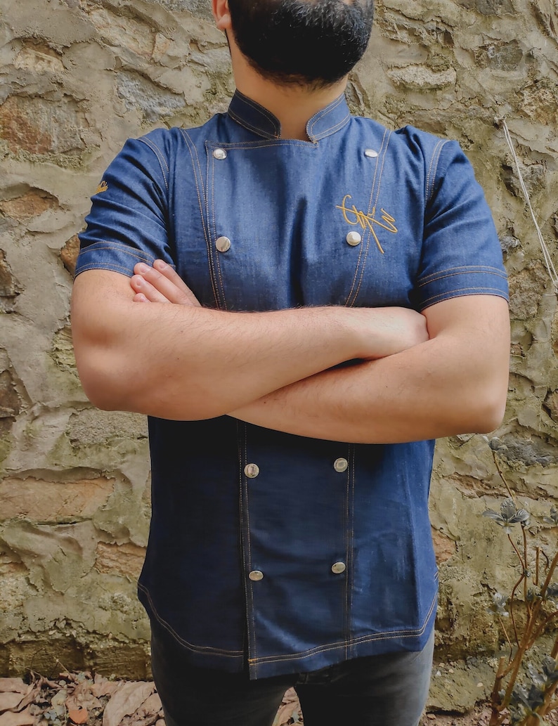 Denim Personalized Chef Coat for Men and Women Chef Jacket Chef Gift ...