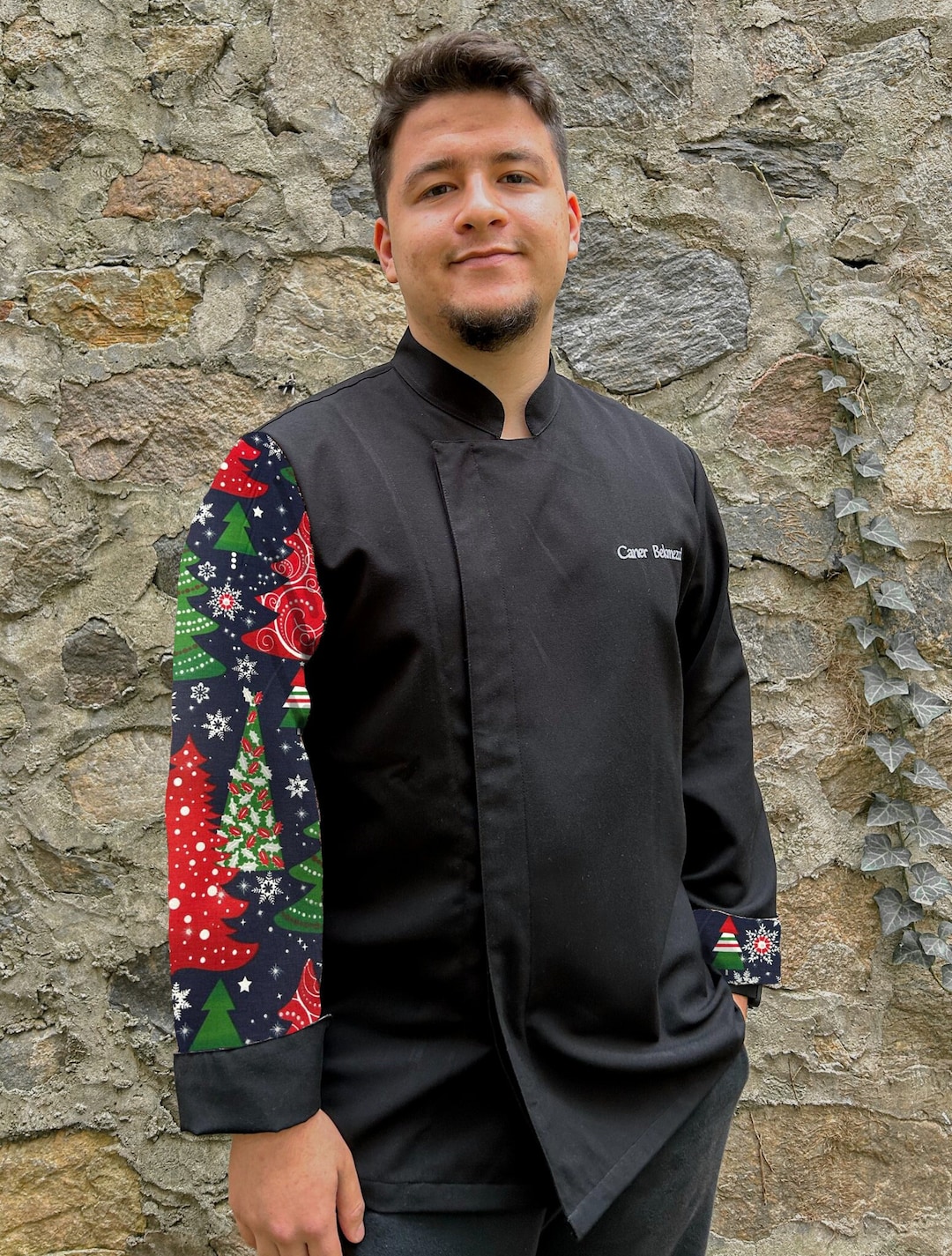Christmas Patterned Personalized Chef Coat Chef Jacket for Man and ...