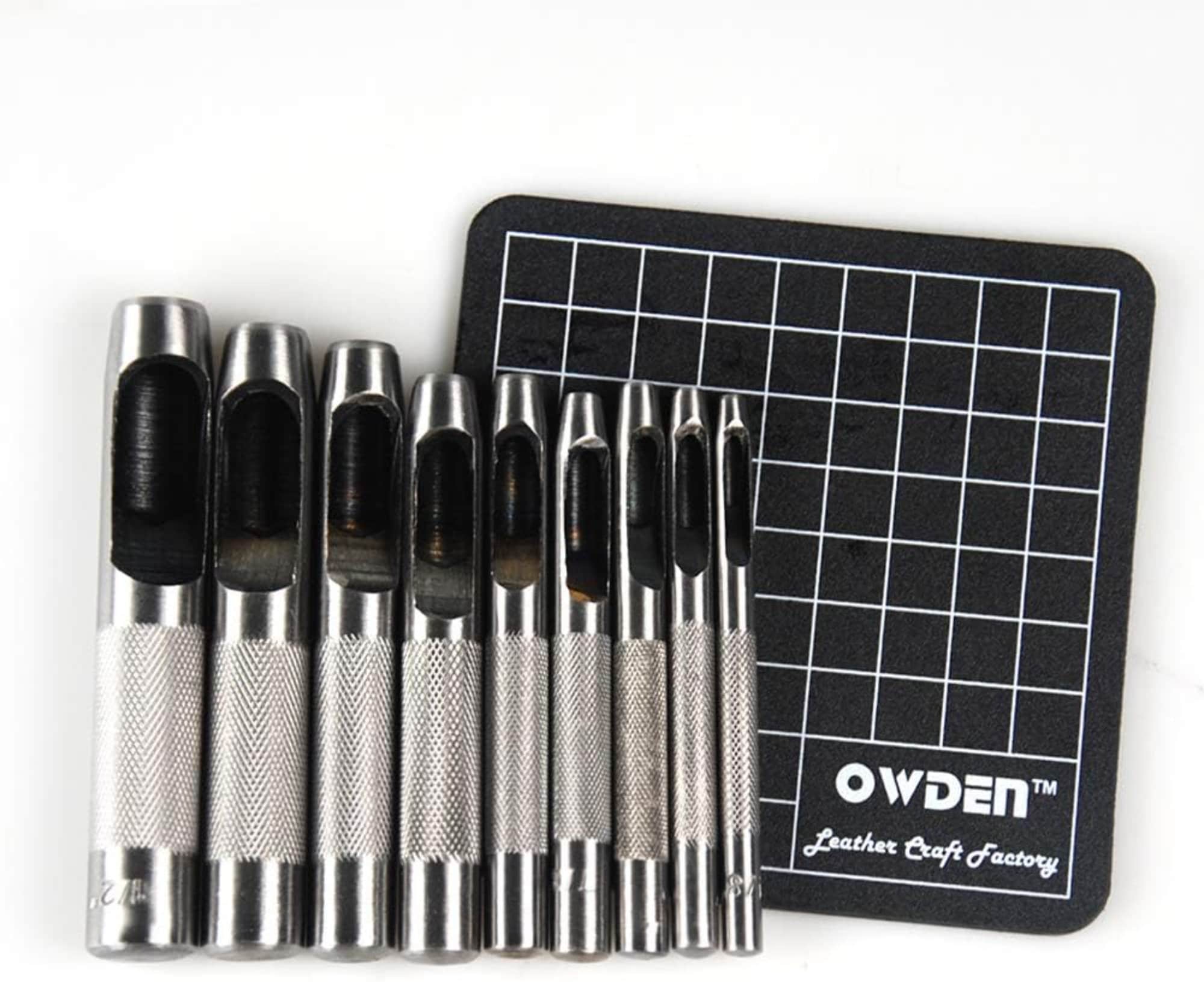 9 Pieces Hollow Punch Set 1/81/2 With A Free Cutting MAT, Leather Hole ...