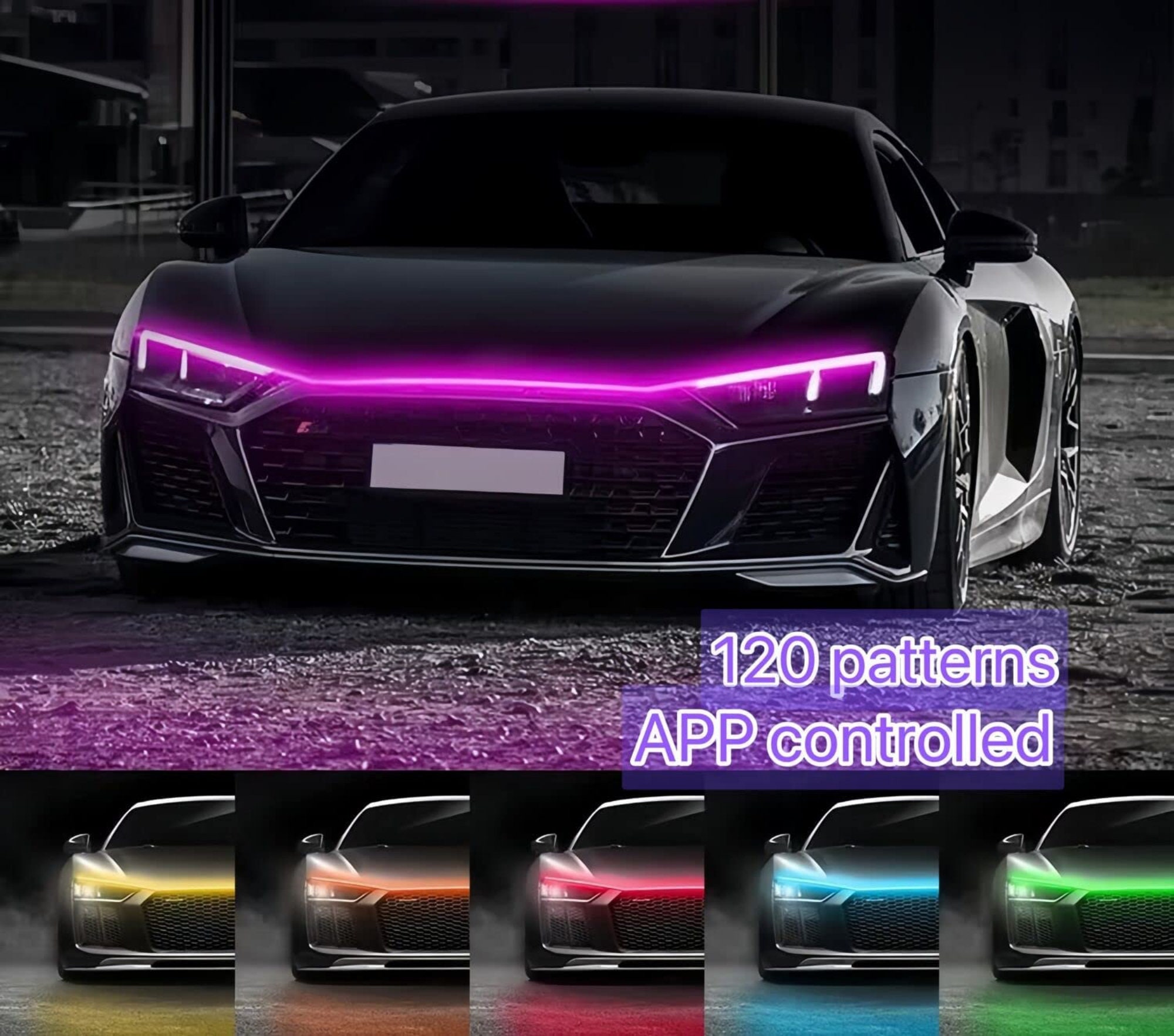 Car Led Hood Lights Multicolor 120modes59 Inch12v Led - Etsy