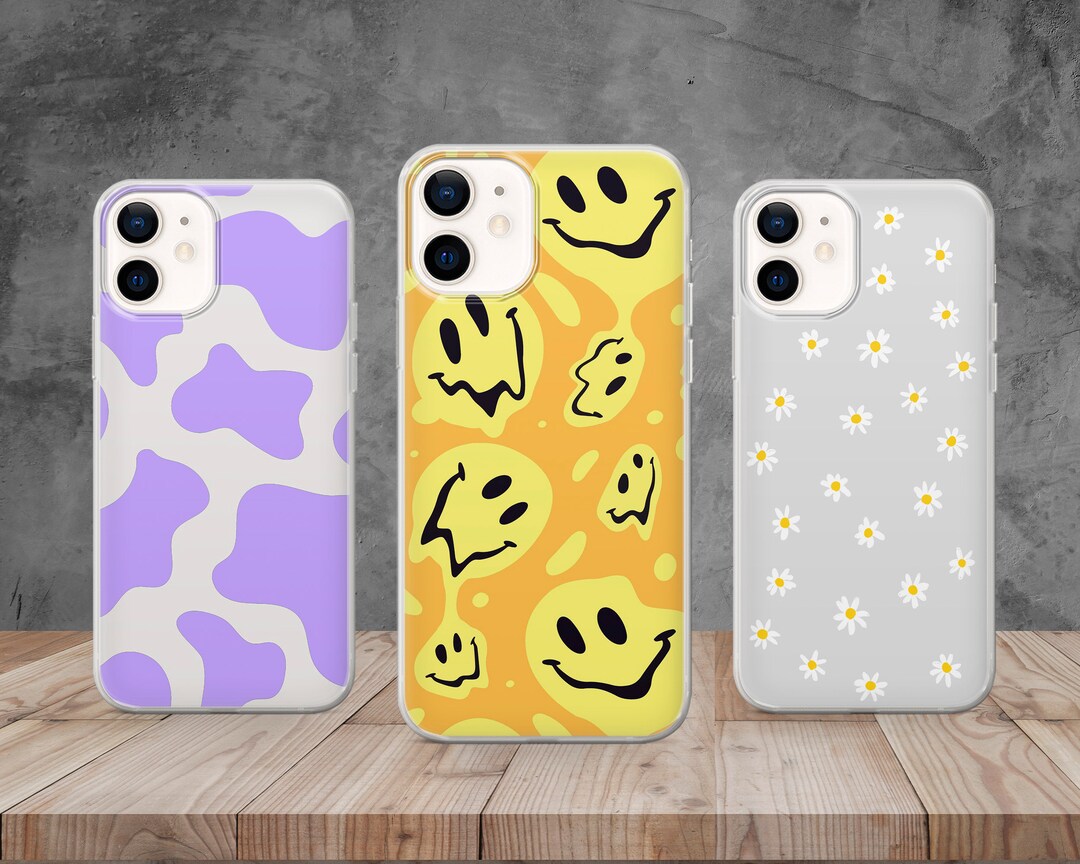 Cow Print Smiley Phone Case Daisy Trendy Cover for iPhone 14, Xs, 12 ...