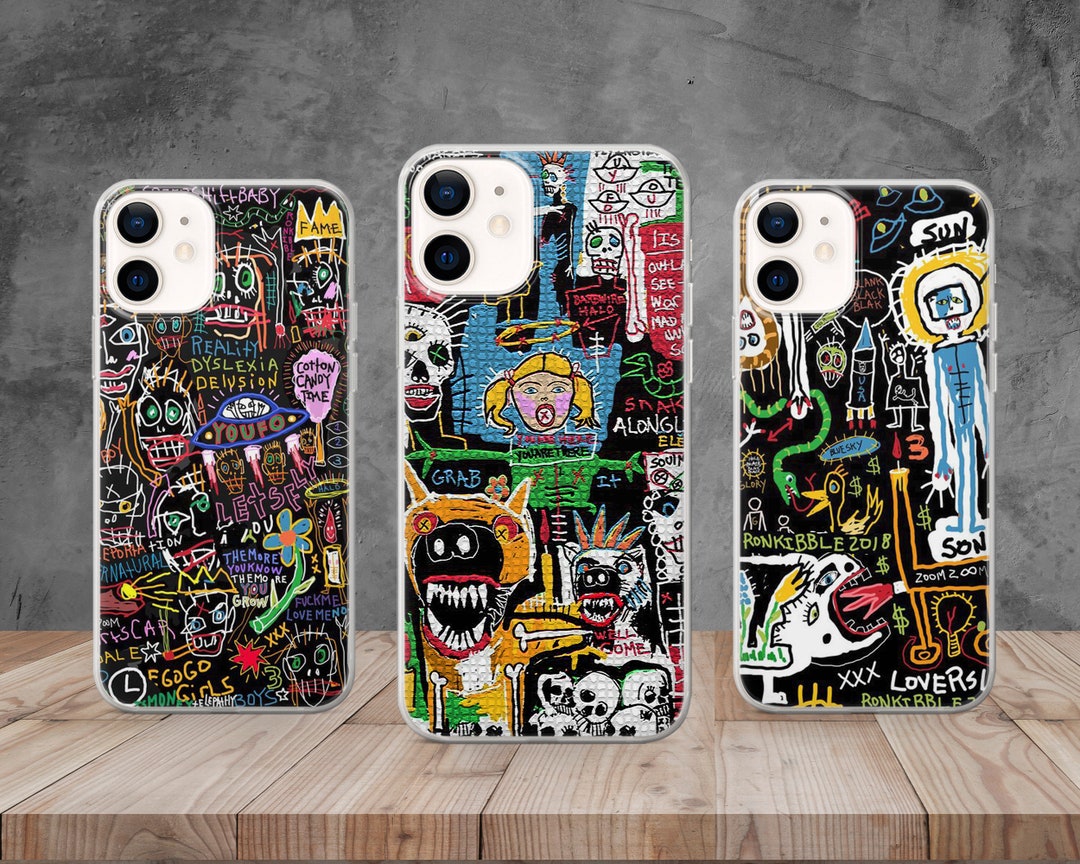 Basquiat Art Abstract Phone Case Urban Graffiti Cover for iPhone 14, Xs ...