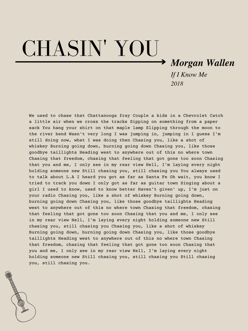 Chasin' You Lyric Poster - Etsy