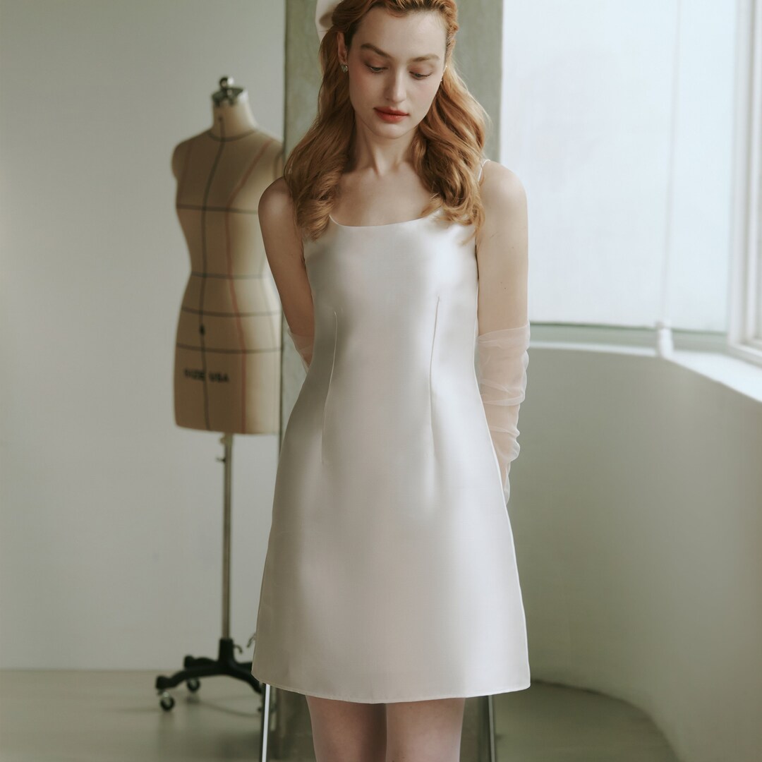 Short Wedding Dress Mini Bridal Dress Custom Ivory Simple Engagement ...