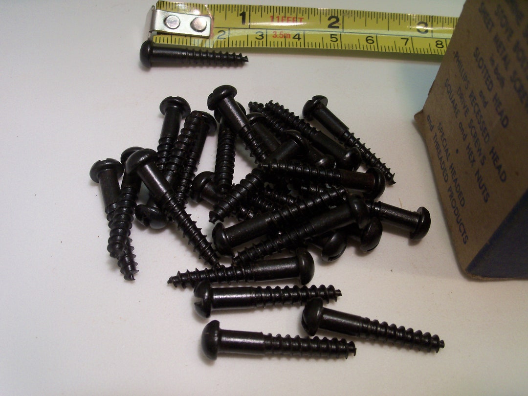 Blued Steel Slotted Round Head Wood Screw #8 X 1”. NEW. VINTAGE 1950's ...