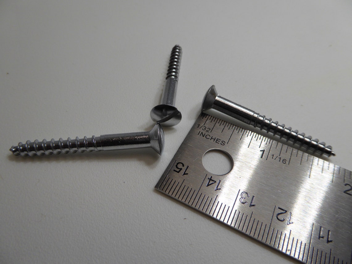 Chrome Plated Brass Oval Head Slotted Wood Screw #10 X 1-3/4”. NEW ...