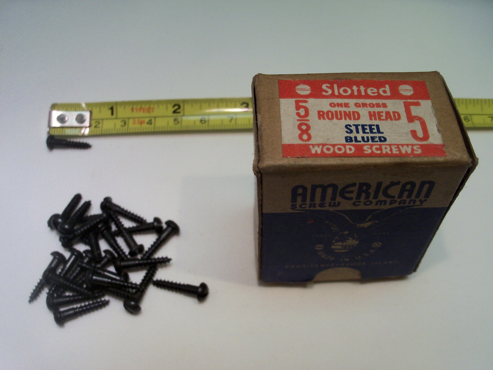 Blued Steel Round Head Wood Screw Slotted #5 X 5/8”. NEW. VINTAGE 1950 ...