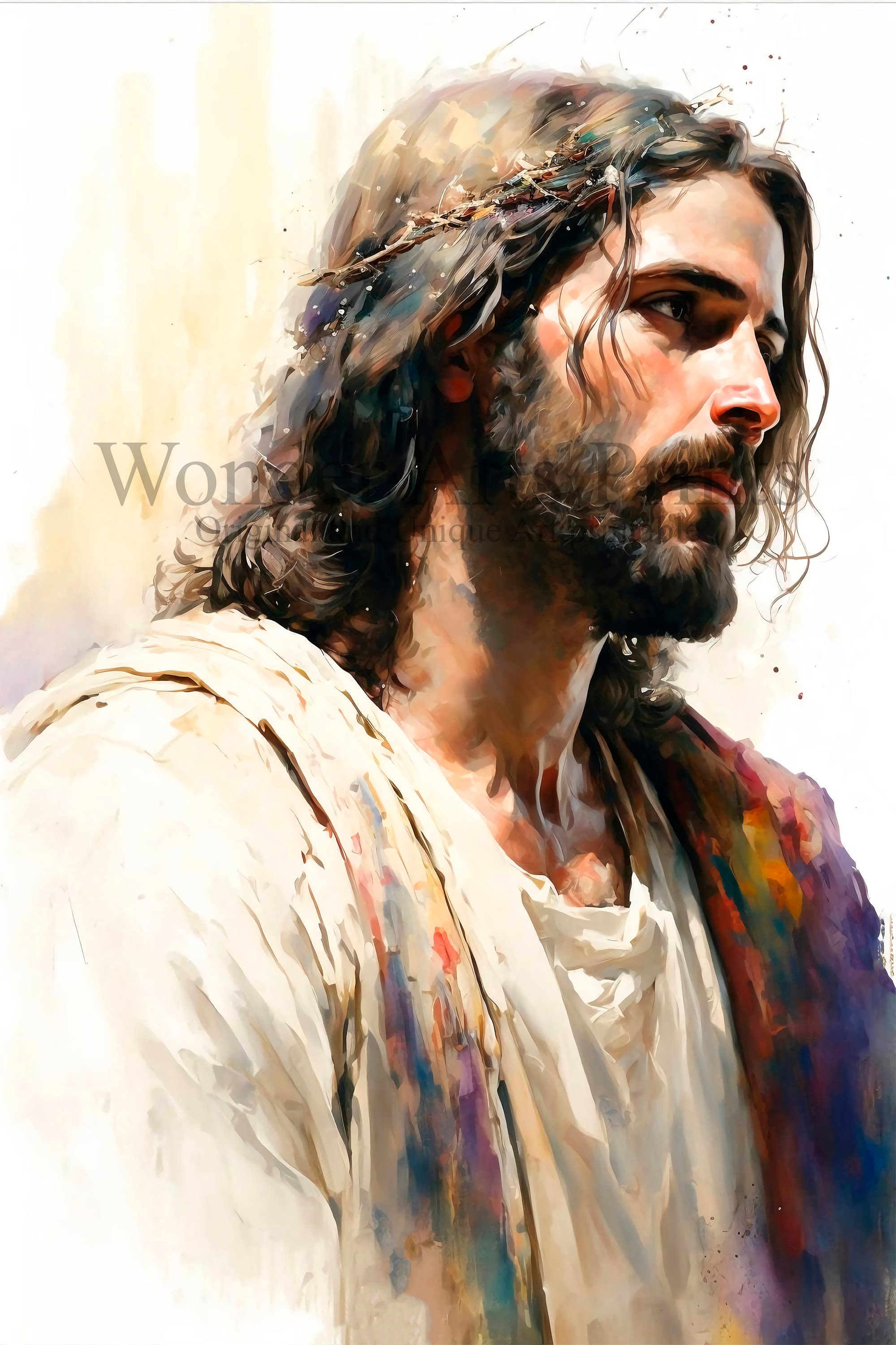 Jesus Portrait, Jesus Picture, Original Watercolor Print, Jesus Art ...
