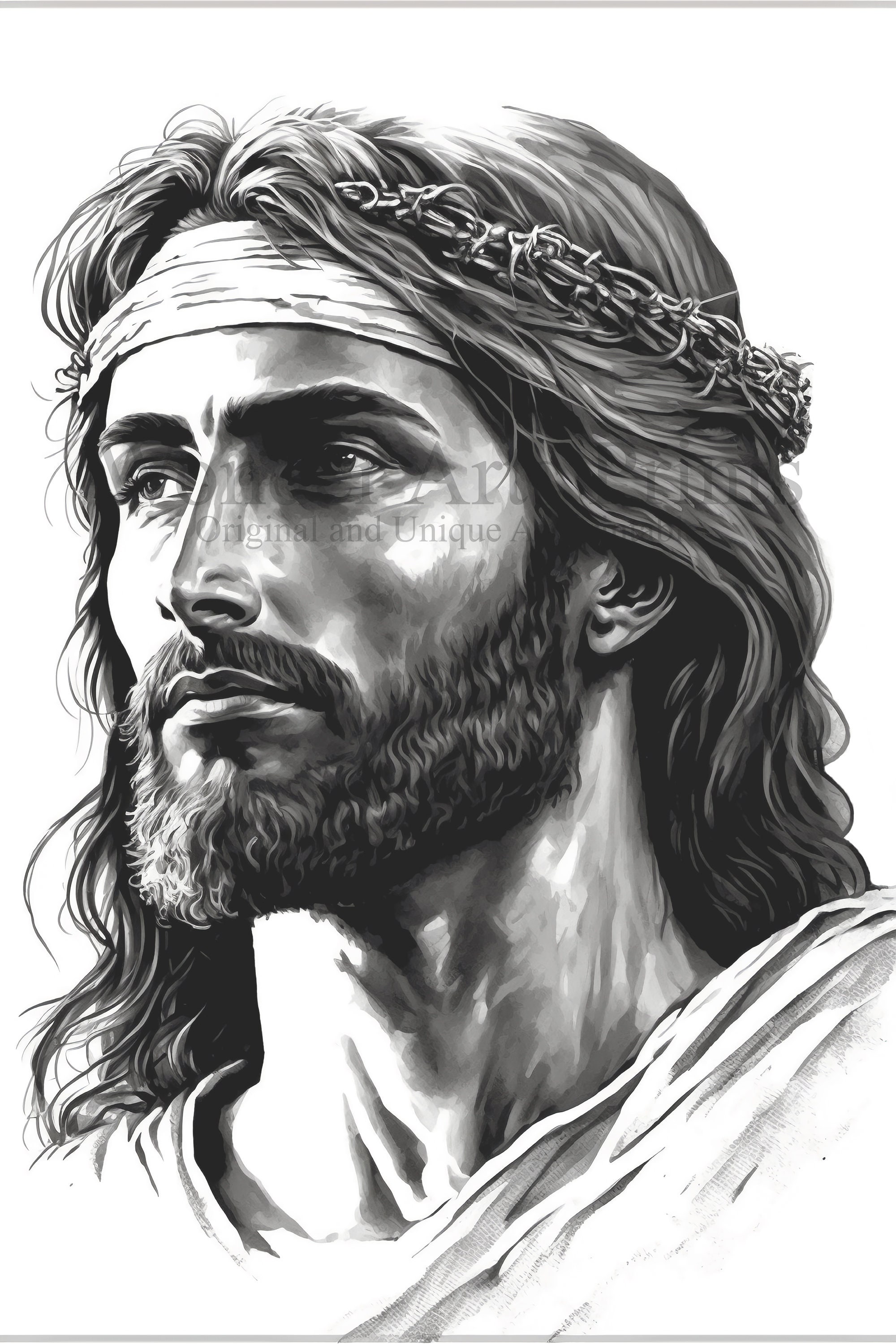 Jesus Drawing Portrait Jesus Wall Art Christian Decor Jesus - Etsy