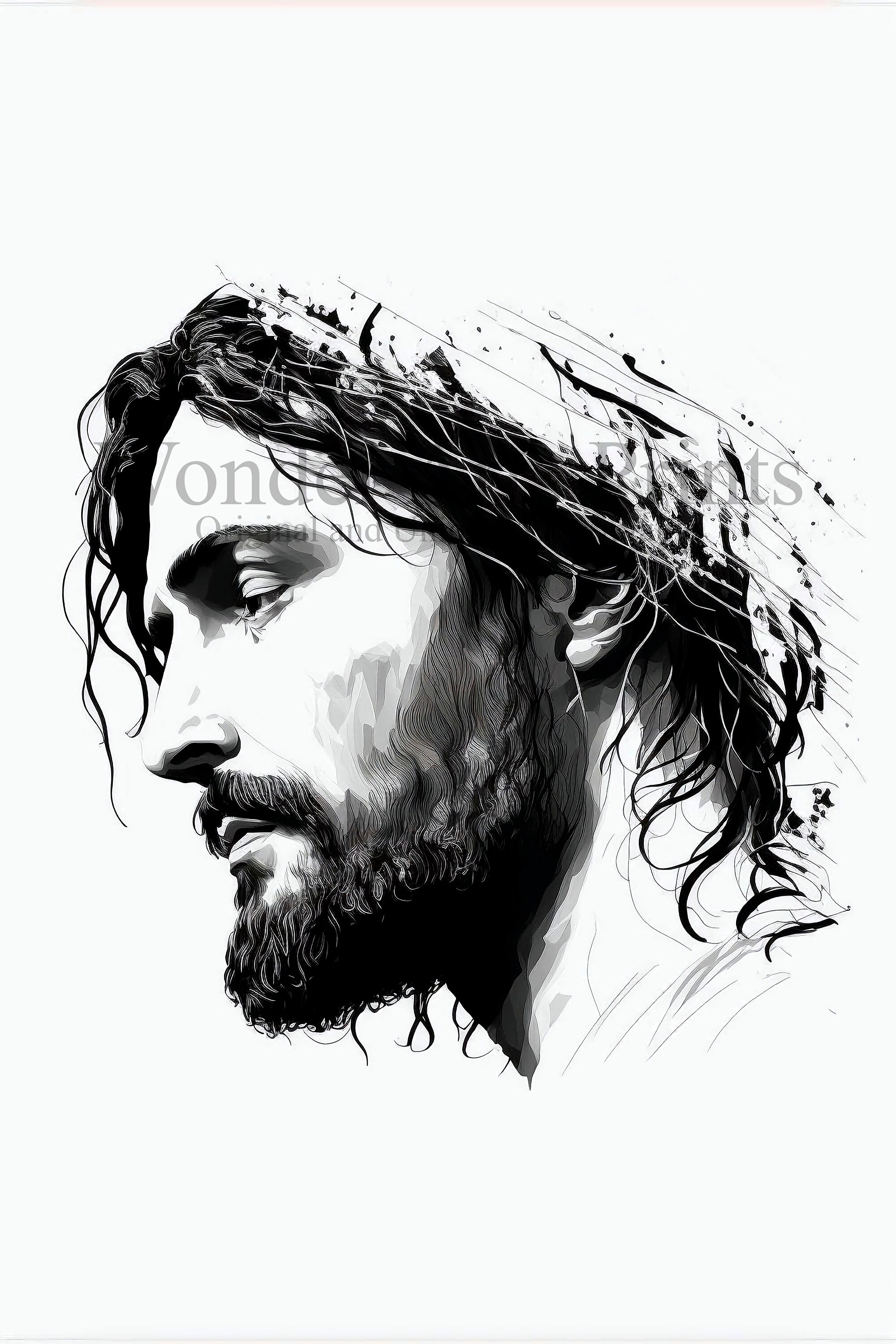 Jesus Portrait, Jesus Picture, Catholic Print, Jesus Art, Drawing ...