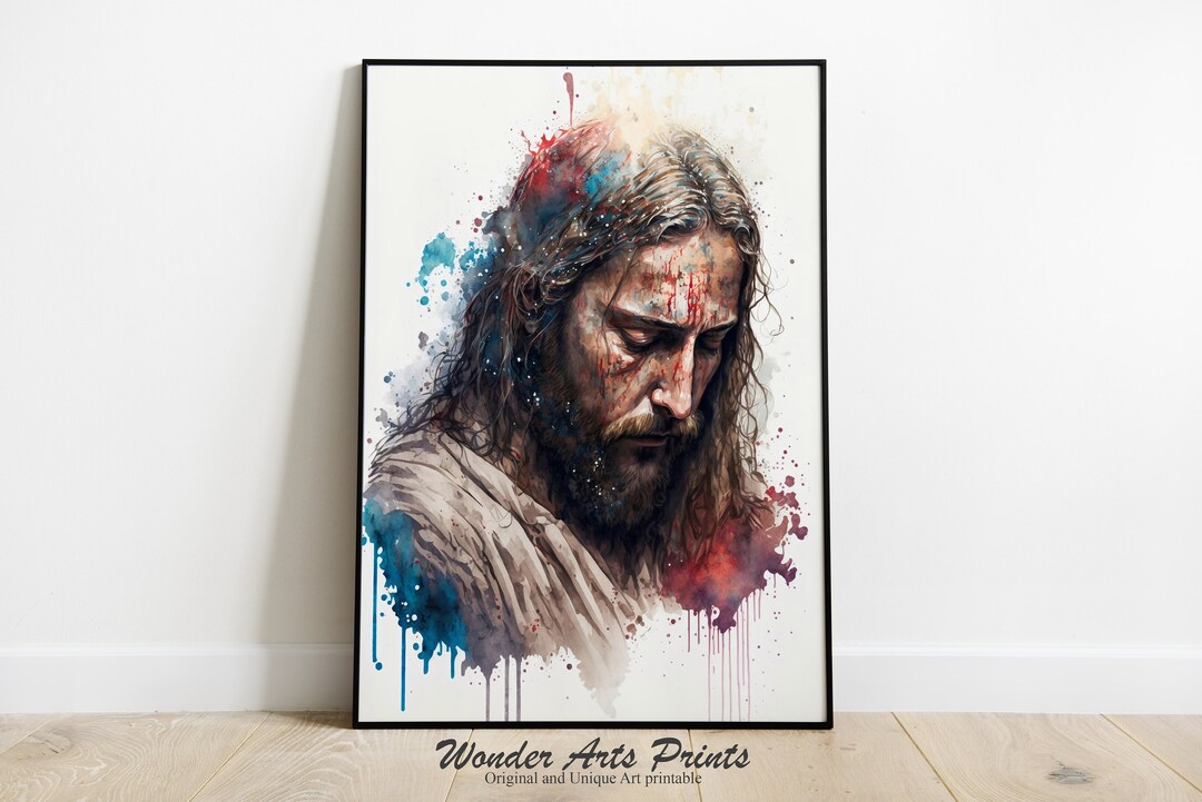 Watercolor Portrait of Jesus, Jesus Picture, Christ Picture, Catholic ...