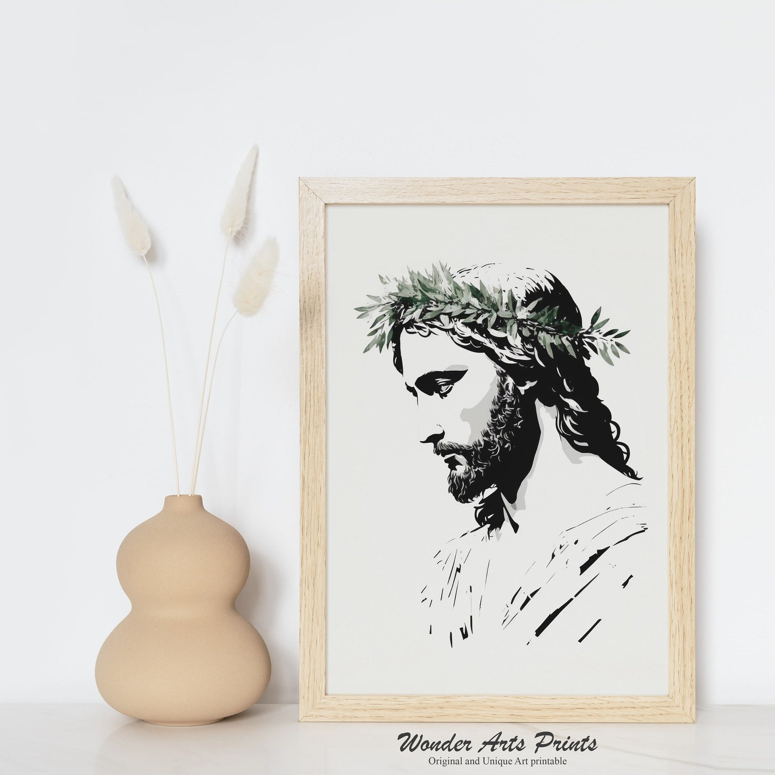 Jesus Line Drawing Portrait, Jesus Picture, Catholic Print, Jesus Art ...