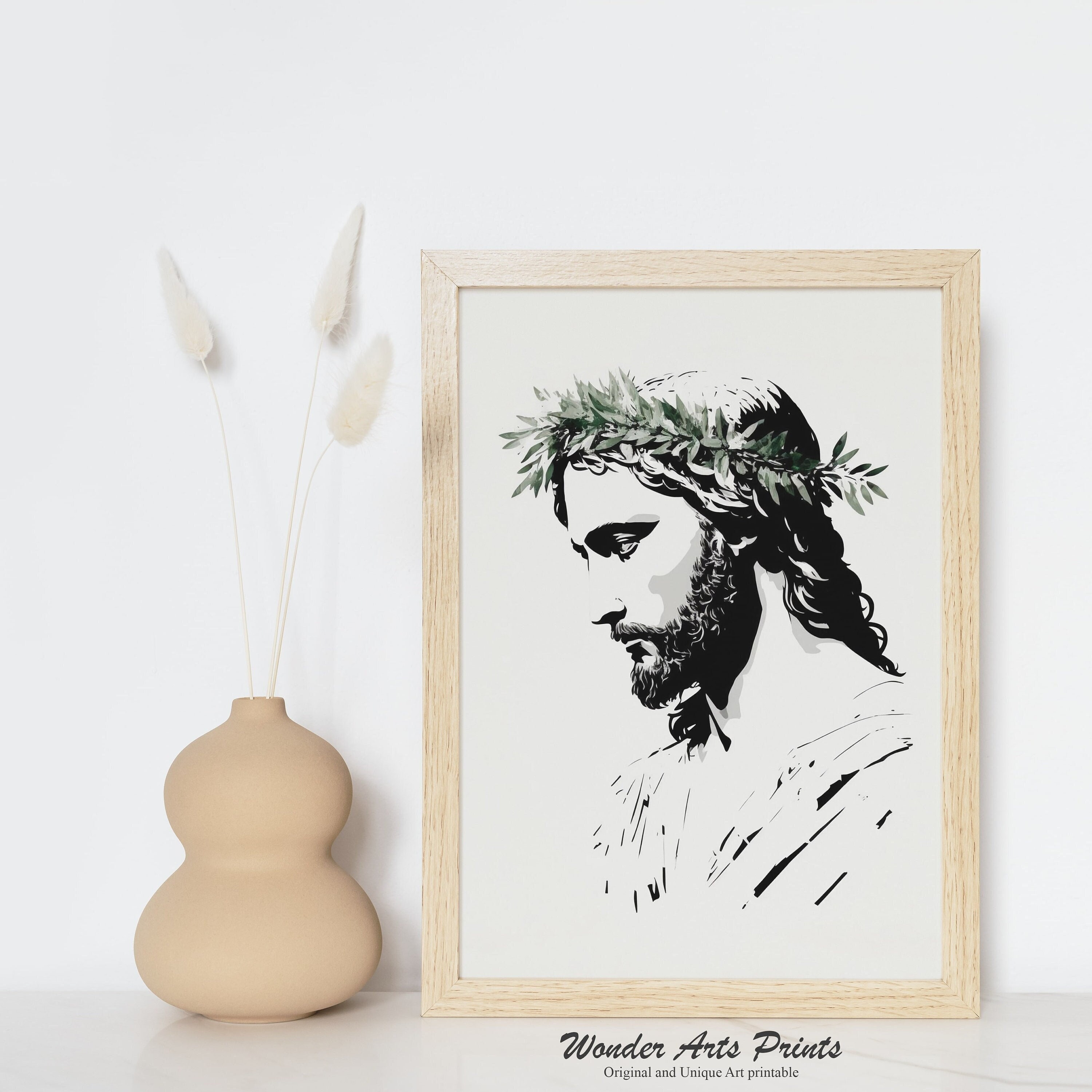 Jesus Line Drawing Portrait, Jesus Picture, Catholic Print, Jesus Art ...
