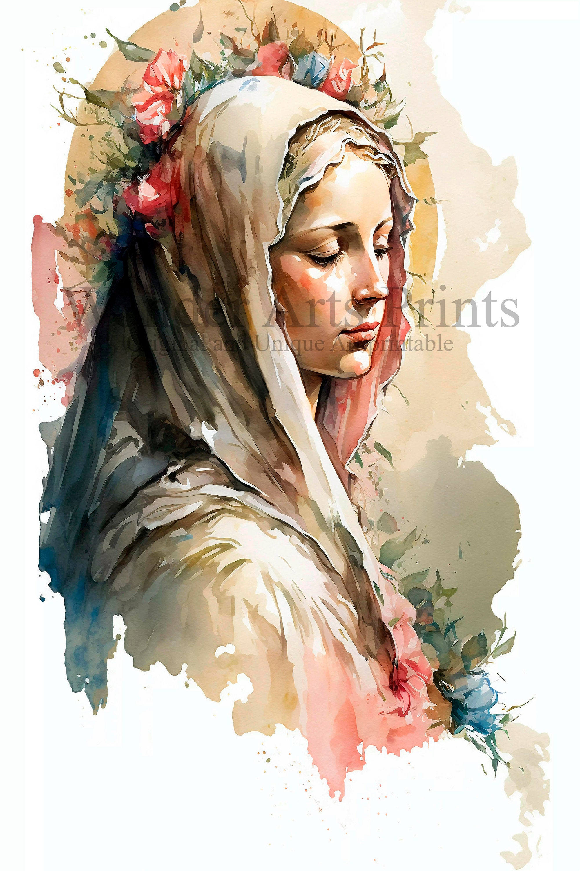 Virgin Mary Portrait, Virgin Mary Picture, Christian LDS Wall Art ...