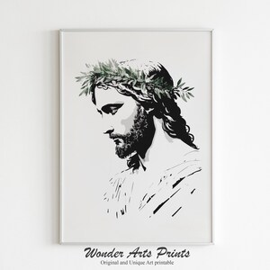 Jesus Line Drawing Portrait, Jesus Picture, Catholic Print, Jesus Art ...