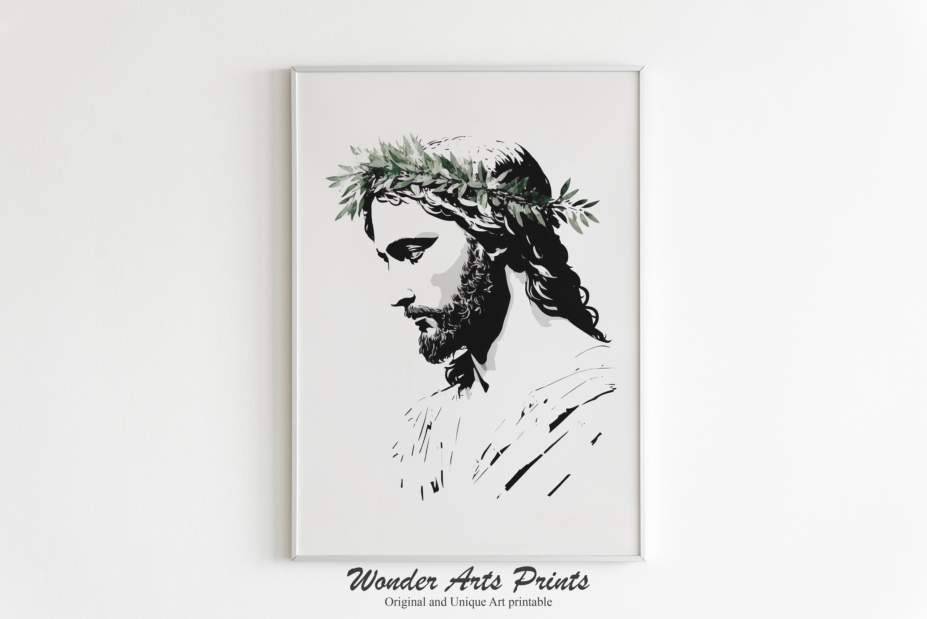 Jesus Line Drawing Portrait, Jesus Picture, Catholic Print, Jesus Art ...
