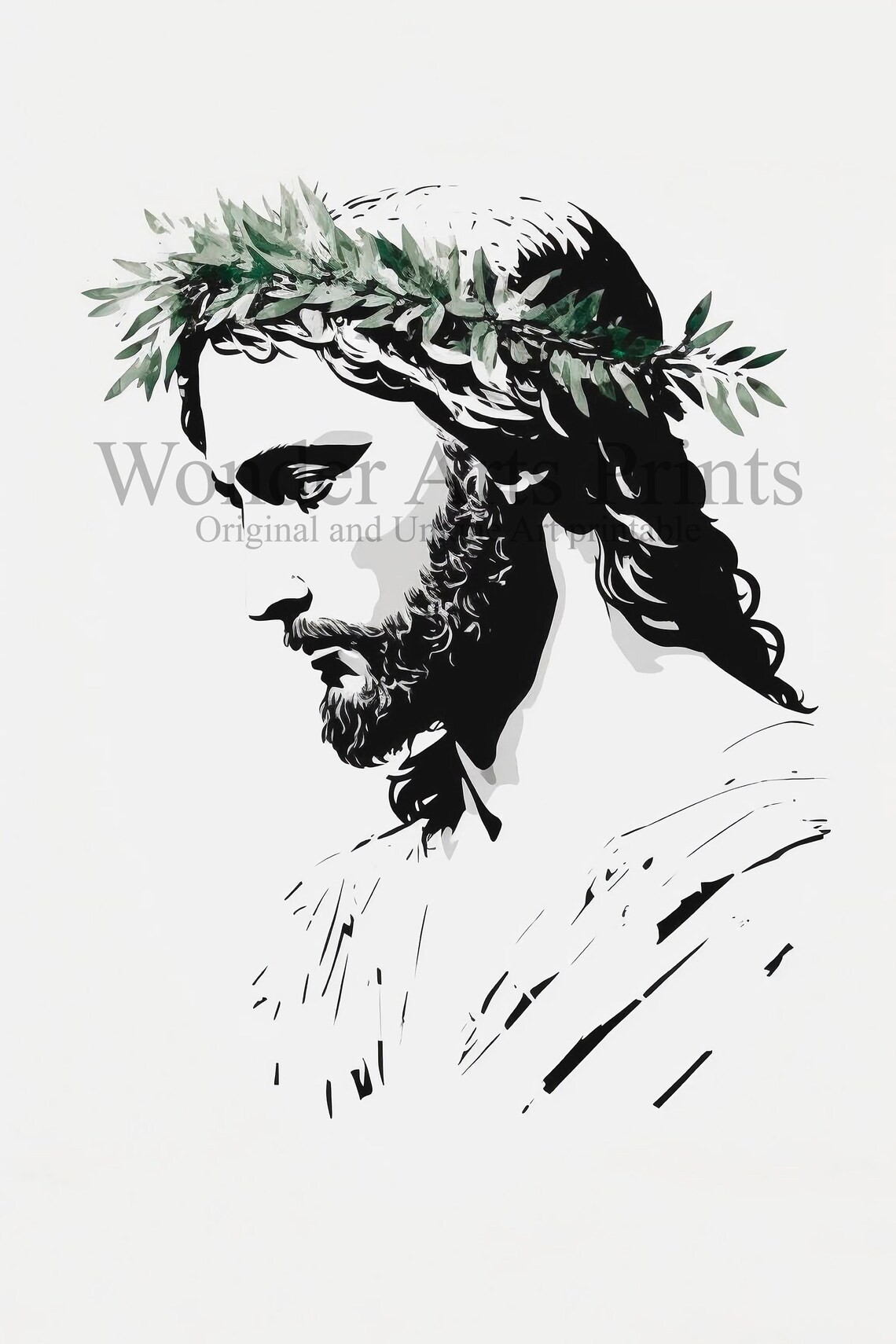 Jesus Line Drawing Portrait, Jesus Picture, Catholic Print, Jesus Art ...