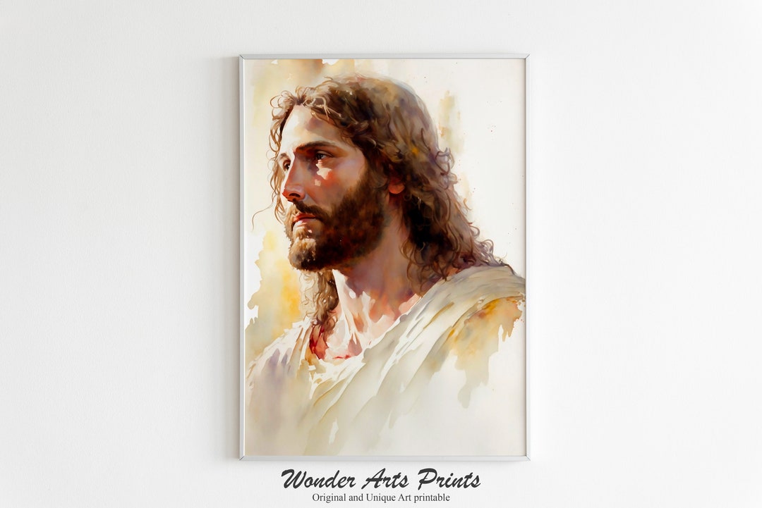 Jesus Watercolor Picture, Jesus Portrait Art, Christ Print, Christian ...
