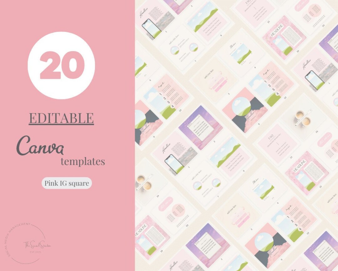 20 Pink Canva Templates - Etsy