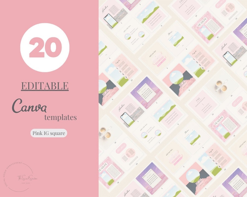 20 Pink Canva Templates - Etsy