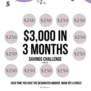 Save 3,000 in 3 Months | Printable Financial Goal Tracker | Money ...
