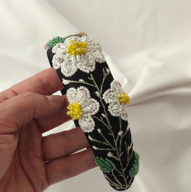 Handmade Embroidered Tiara,design Hair Accessory,daily Embroidered ...