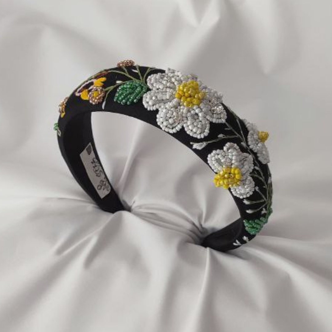 Handmade Embroidered Tiara,design Hair Accessory,daily Embroidered ...