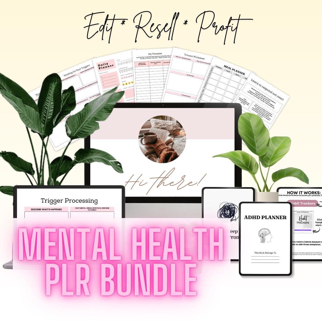 Editable Mental Health Digital Bundle With PLR Journals, Prompts ...