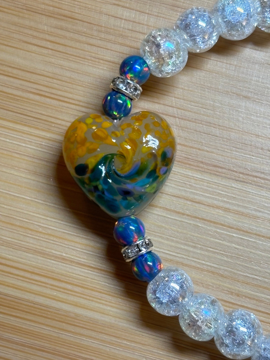Yellow, Purple, & Green Swirl Heart With Moonstone Opals - Etsy