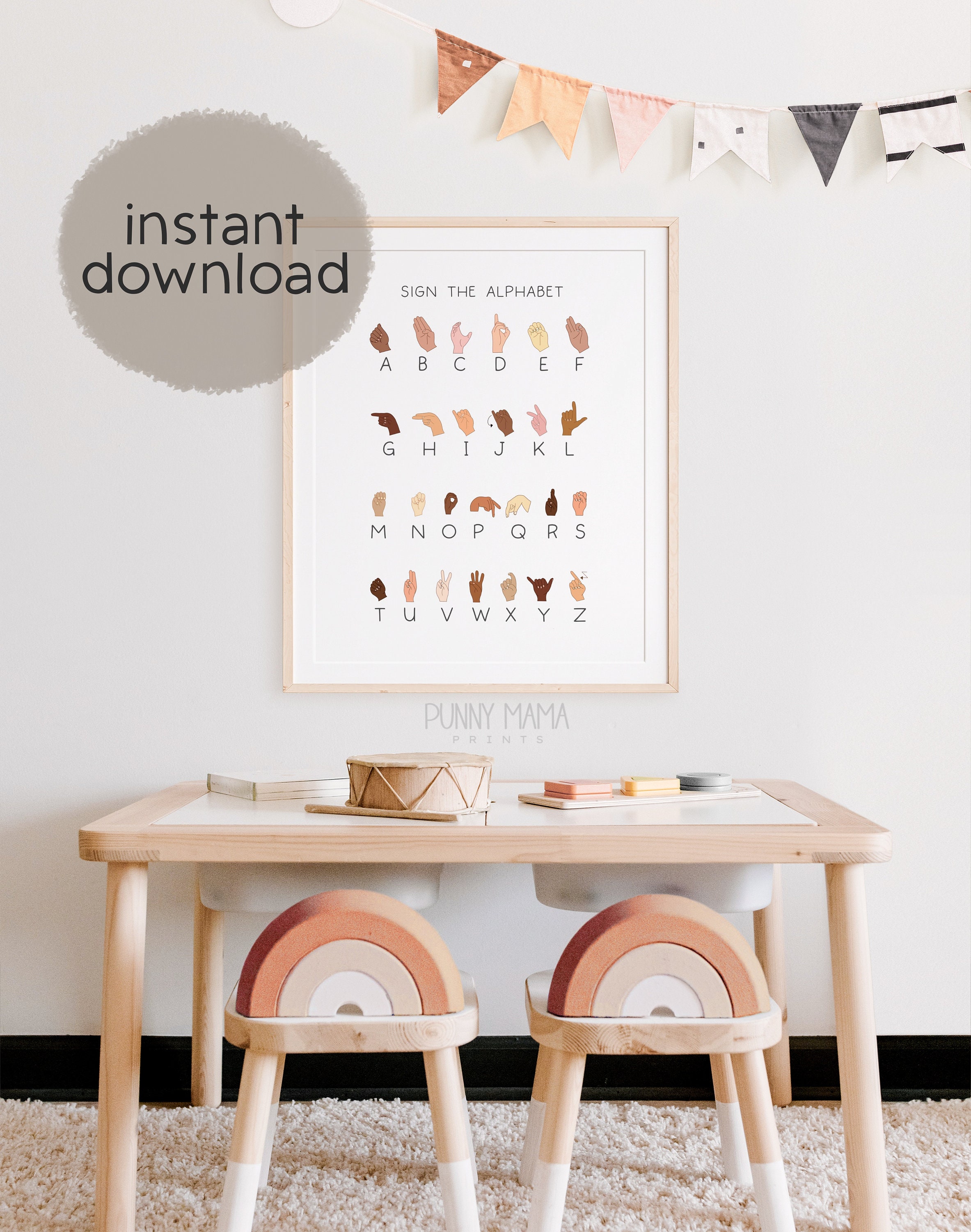 American Sign Language Alphabet Printable, Neutral Tones, ASL Print ...