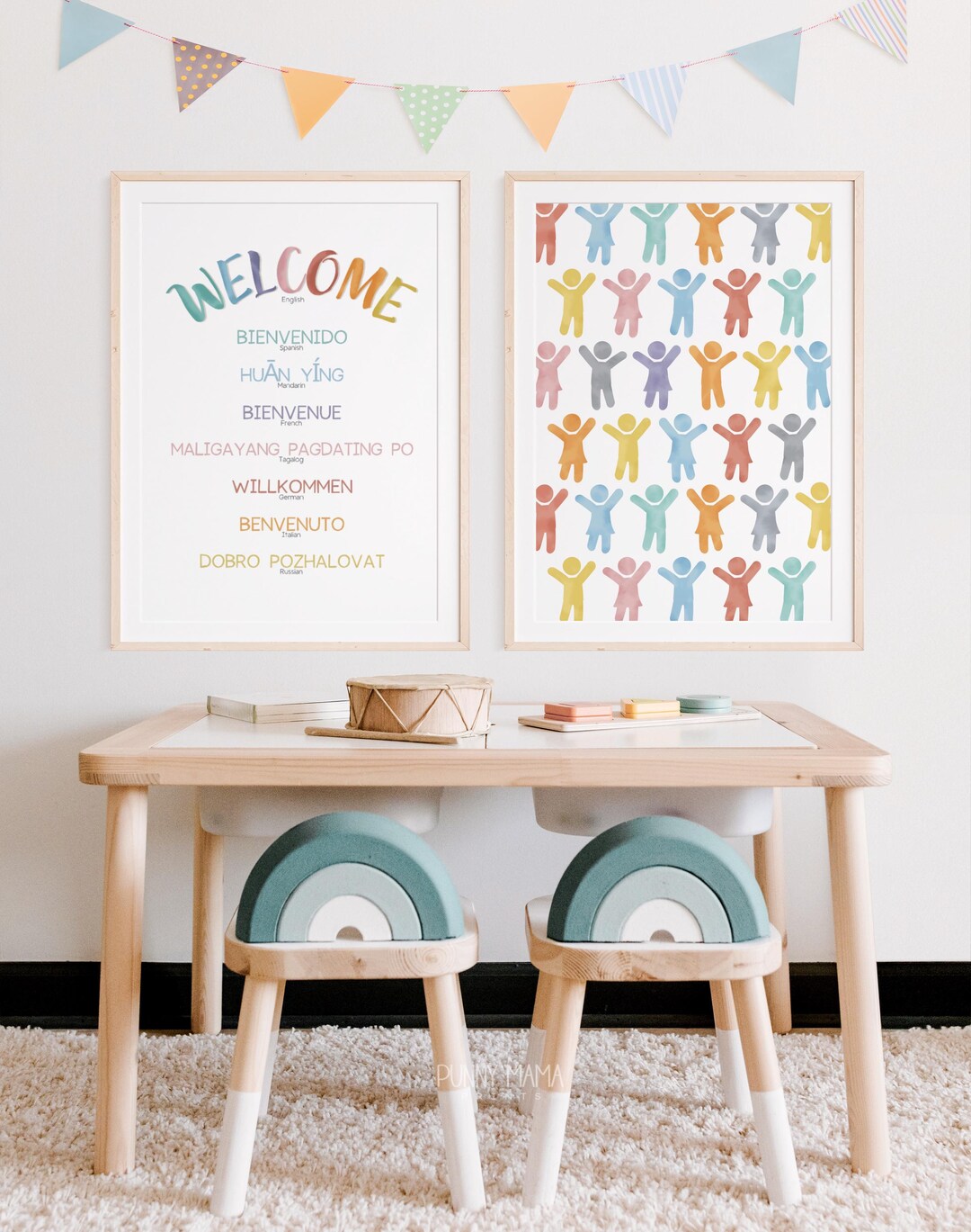 Pastel Rainbow Welcome Languages Print Set: Educational Playroom Wall ...