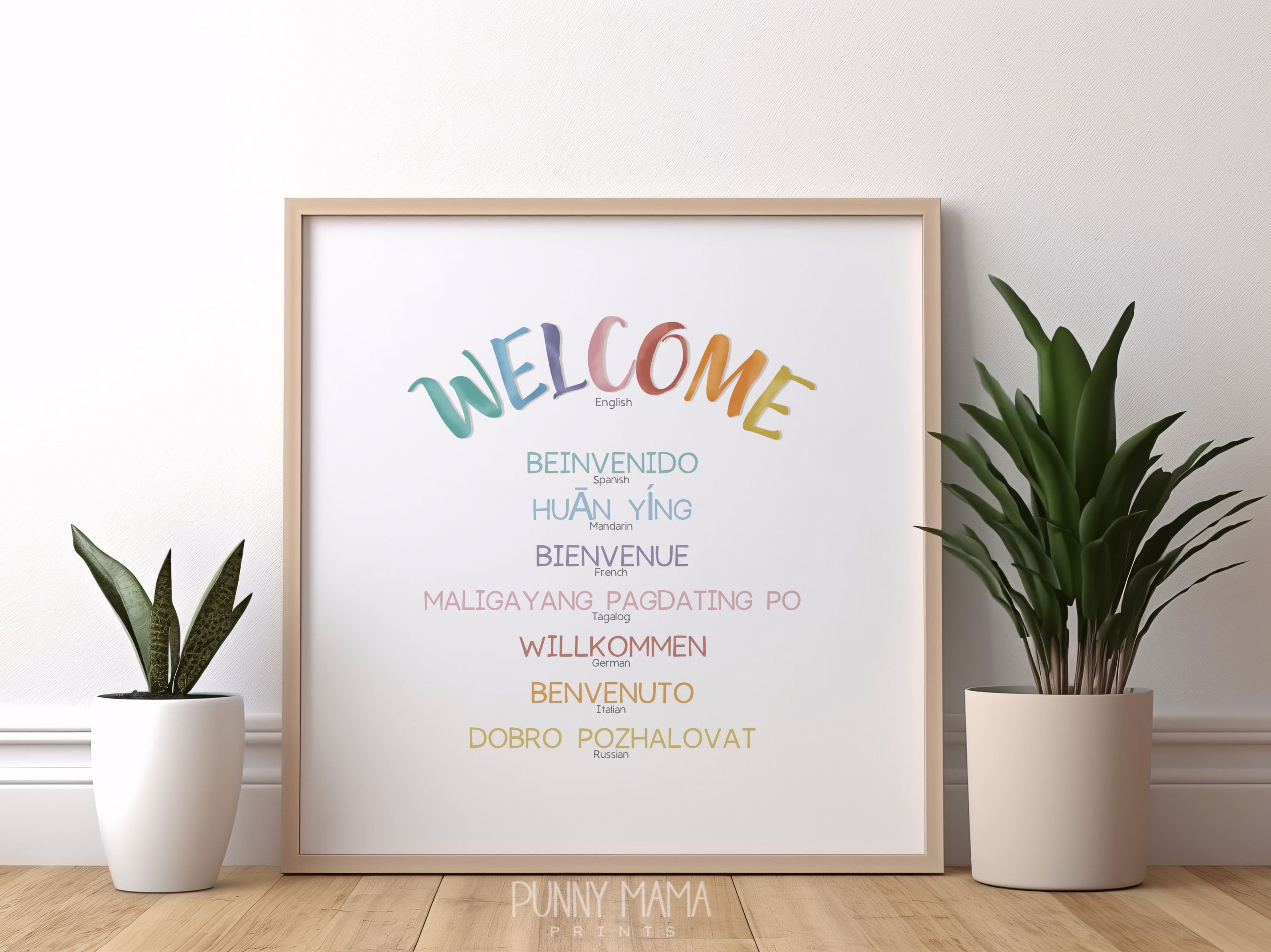 Welcome in Different Languages Printable Set Pastel Rainbow Welcome to ...
