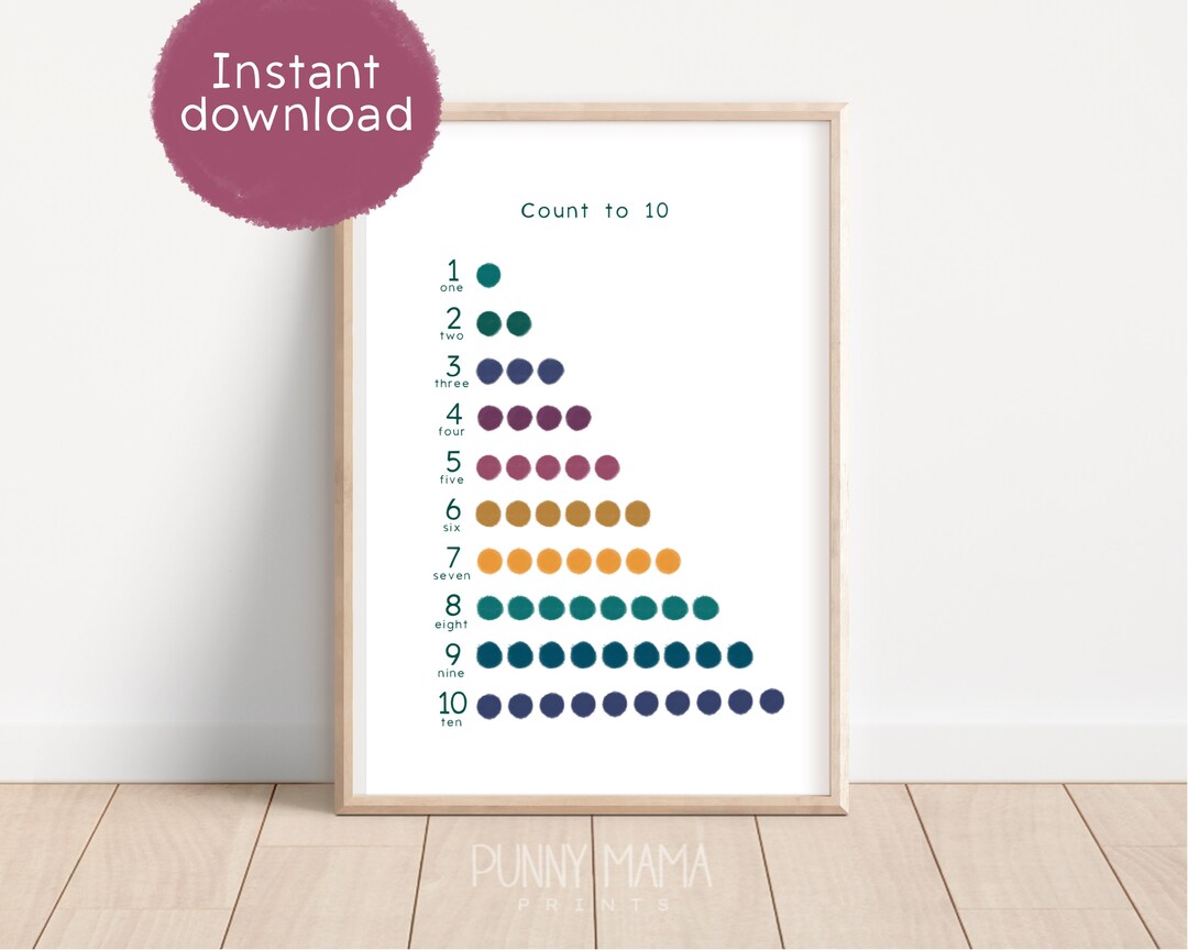 Count to 10 Printable Jewel Tones, Kids Numbers & Counting, Count Along ...