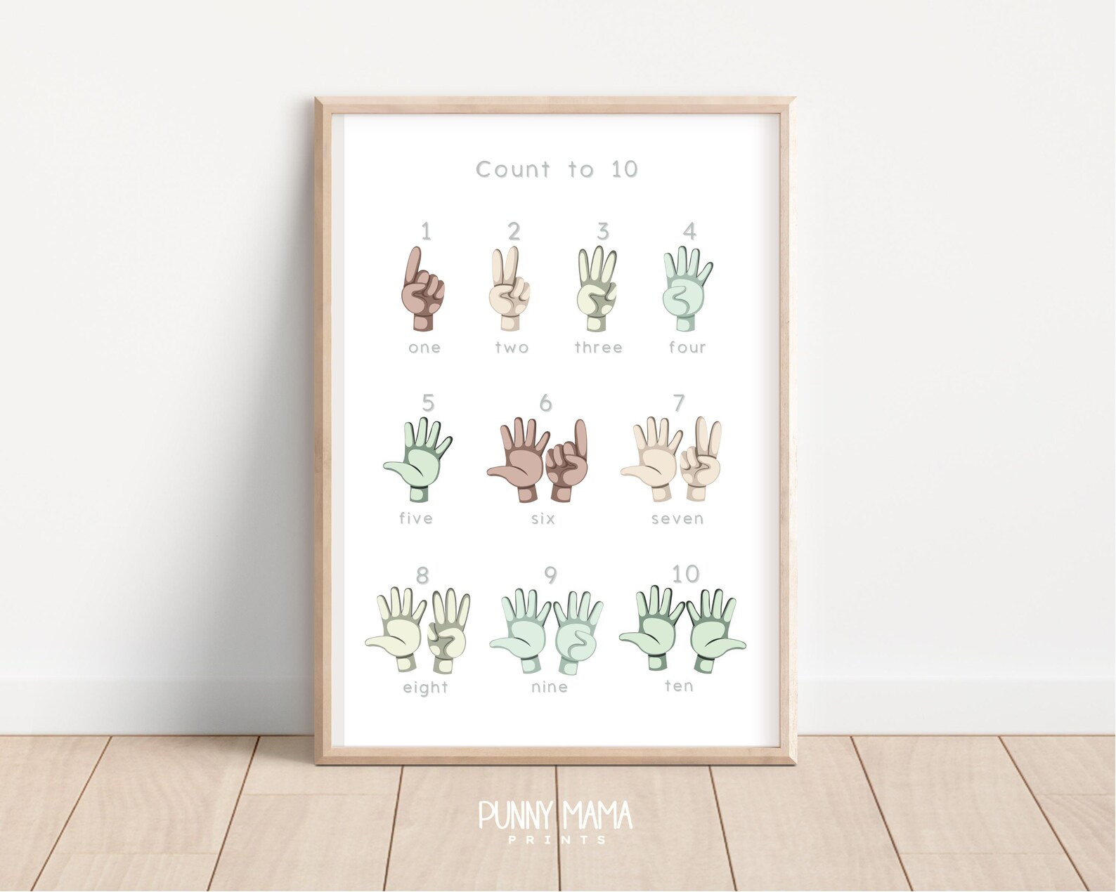 Finger Counting to 10 Printable, Neutral Earth Tones, Cute Educational ...