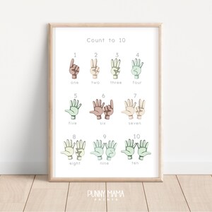 Finger Counting to 10 Printable, Neutral Earth Tones, Cute Educational ...