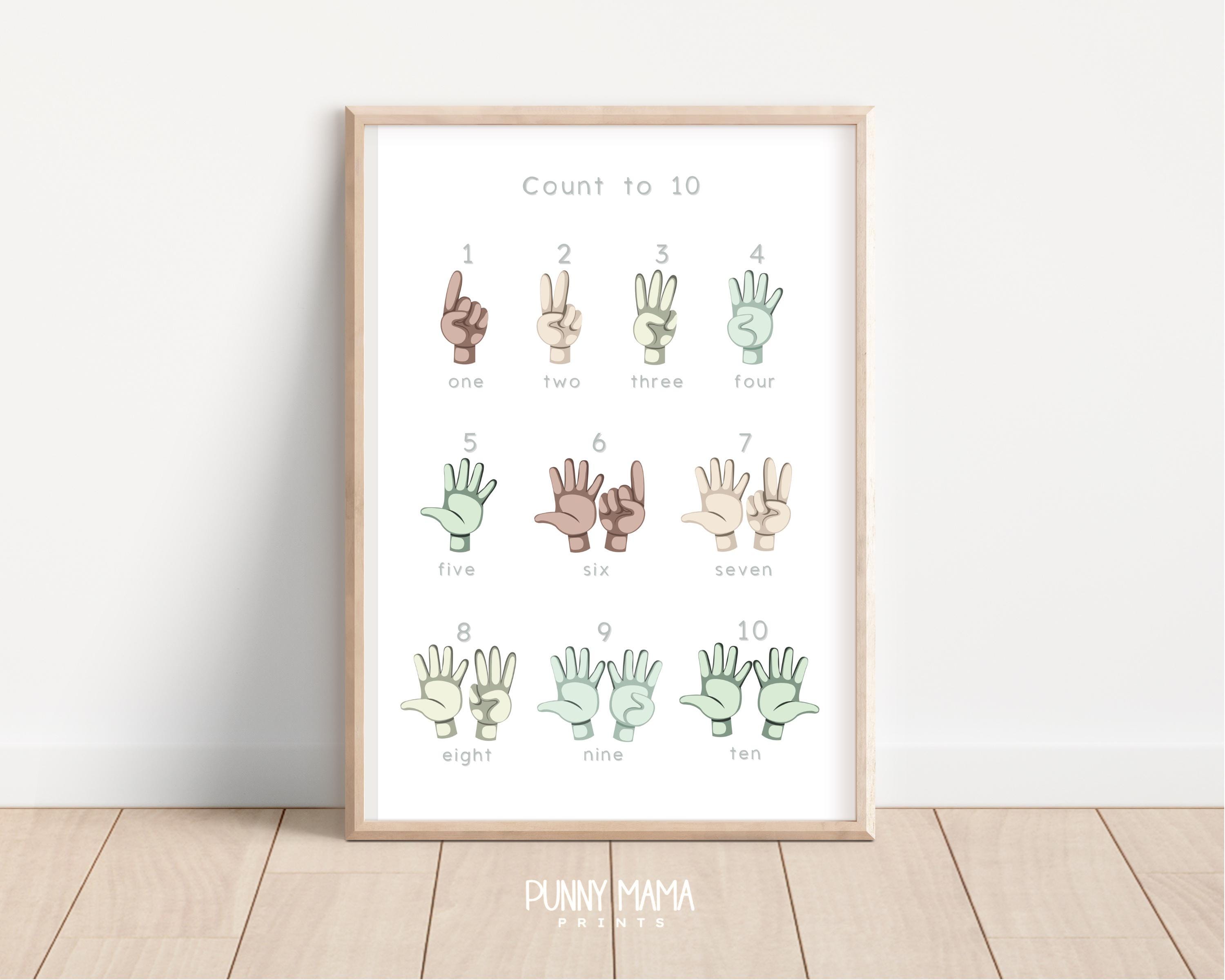 Finger Counting to 10 Printable, Neutral Earth Tones, Cute Educational ...
