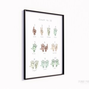 Finger Counting to 10 Printable, Neutral Earth Tones, Cute Educational ...