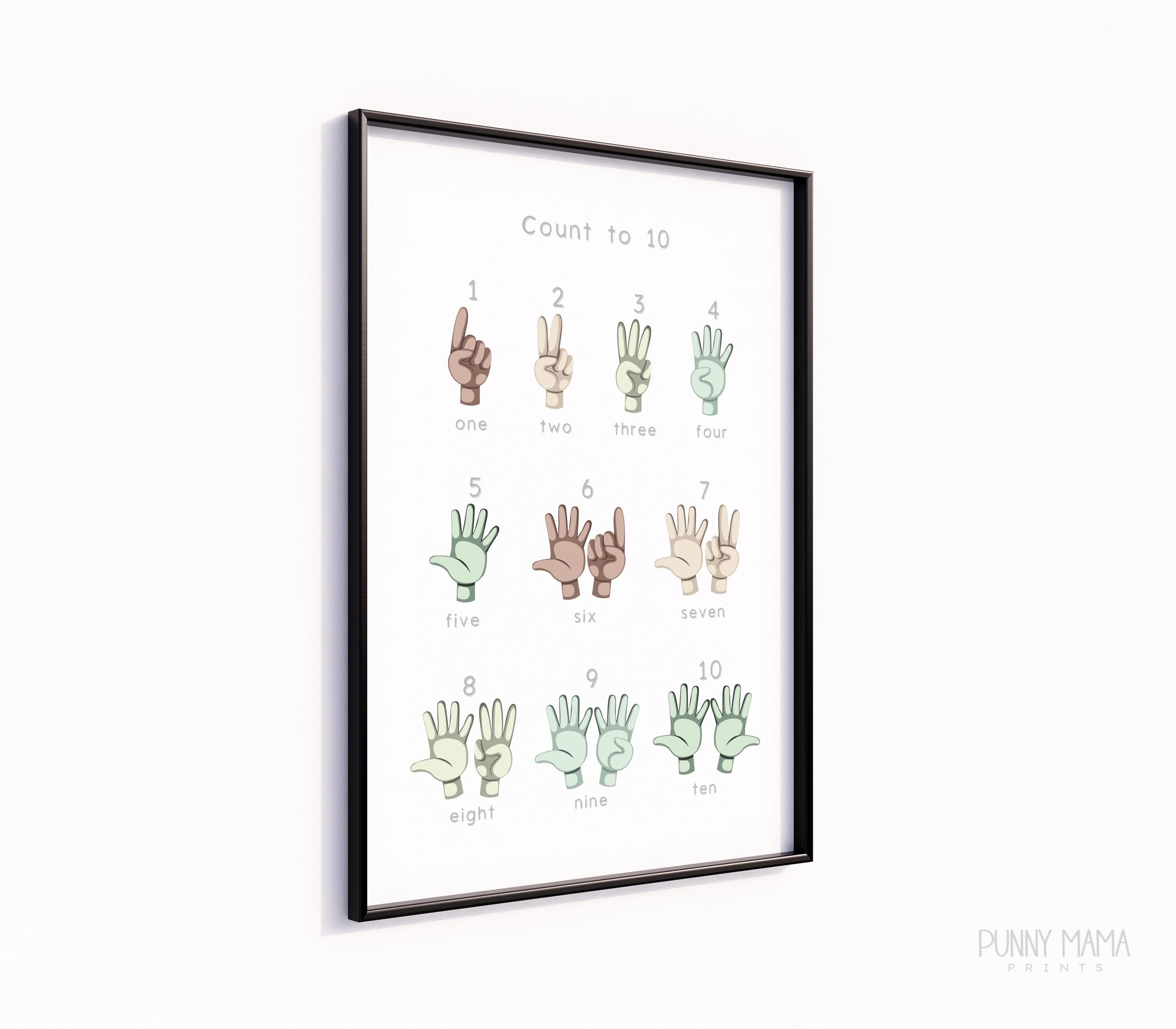 Finger Counting to 10 Printable, Neutral Earth Tones, Cute Educational ...