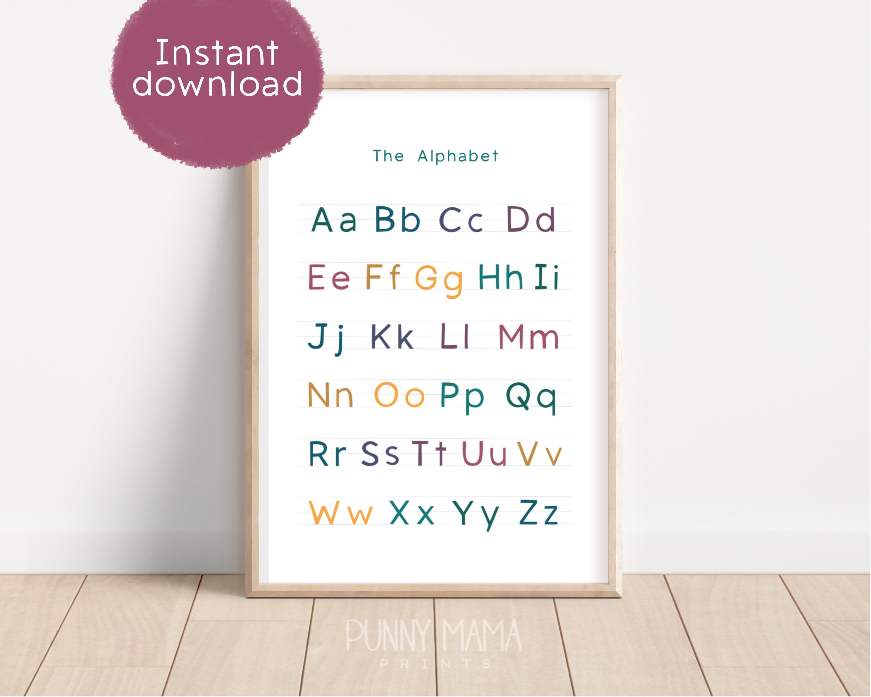 Jewel Tones Alphabet Printable Wall Art, Kids Handwriting and Penman ...