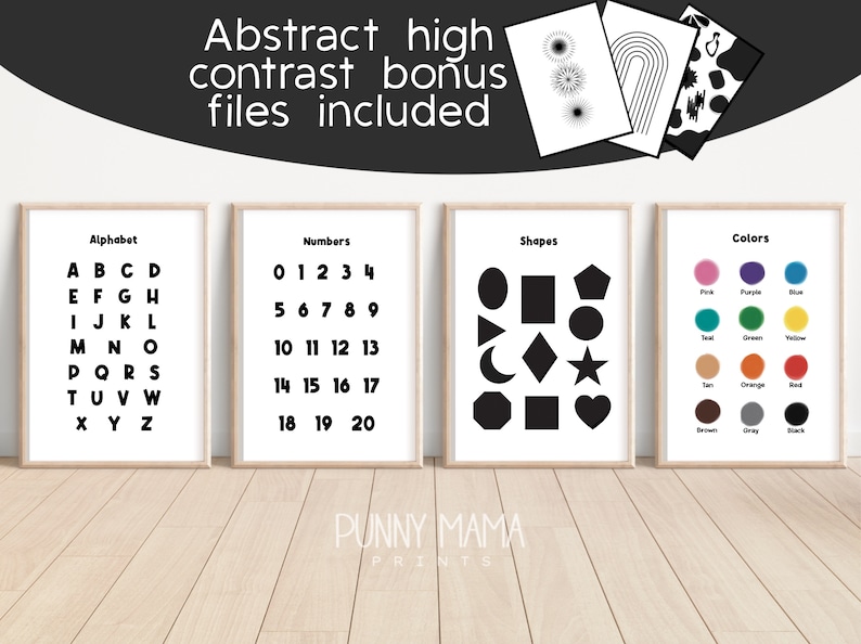 High Contrast Baby Printables, Black and White Abstract Prints, Abcs ...
