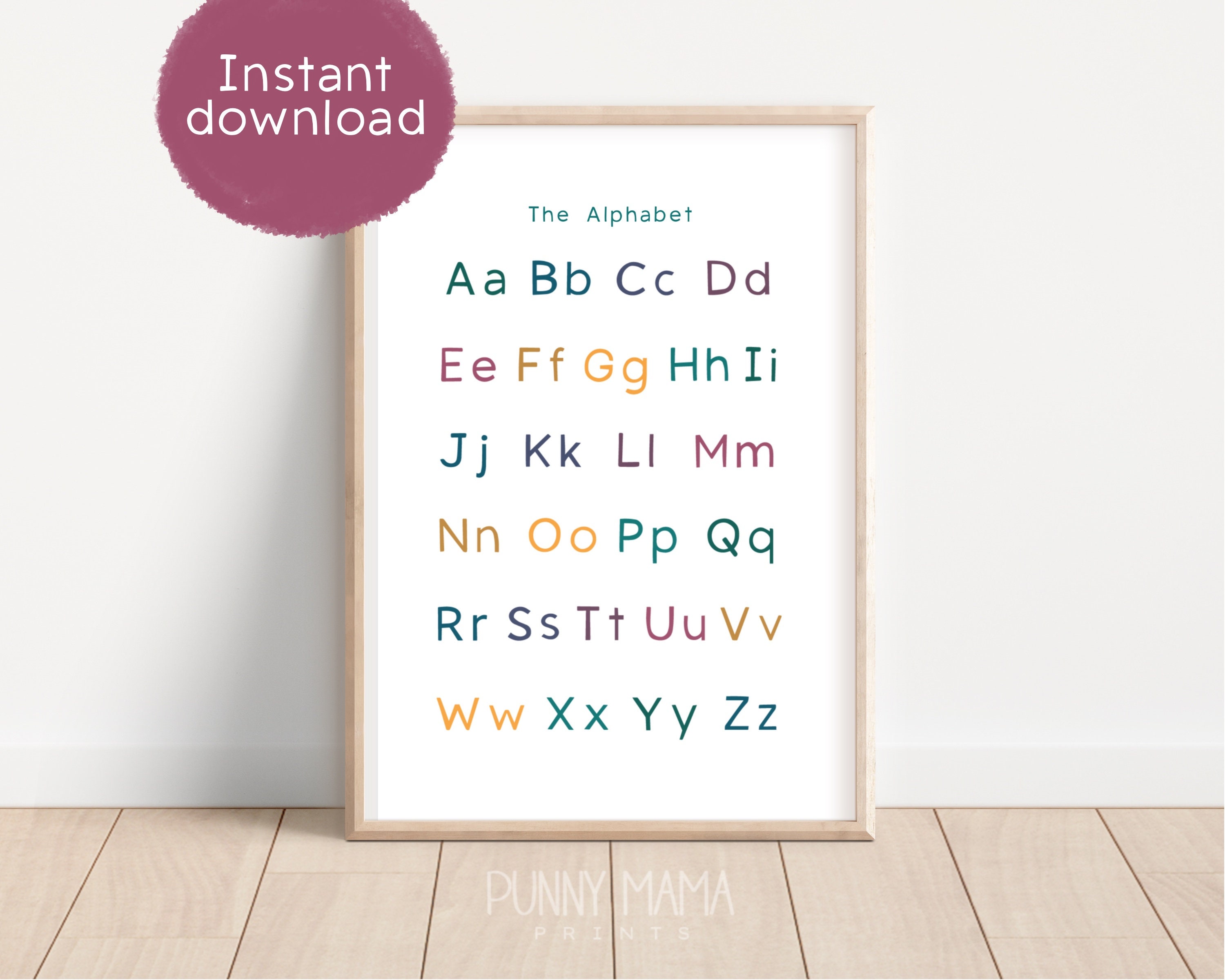 PRINTABLE Alphabet Wall Art, Bold Jewel Tones Abcs, Kids Educational ...