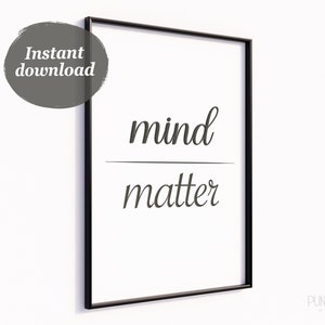 Mind Over Matter PRINT Typography Wall Art Mental Strength Mindfulness ...